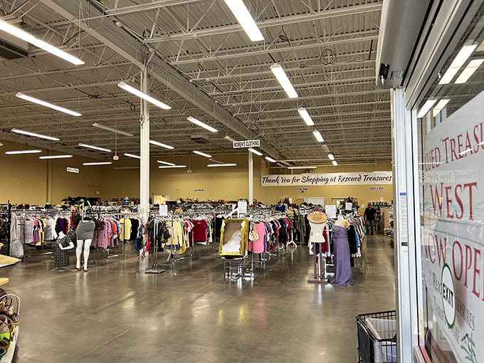 Spacious aisles and meticulously organized racks make Rescued Treasures feel more like a department store than a thrift shop. Treasure hunting made civilized!