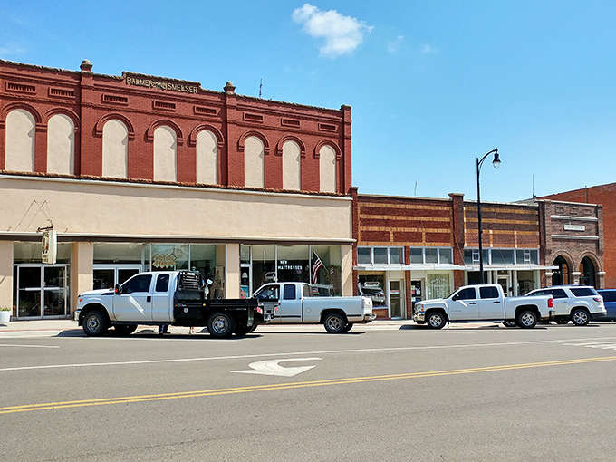Historic brick buildings line Perry's downtown, where time seems to slow down just enough to let you appreciate the details.