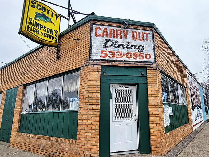 The unassuming brick corner that houses Detroit's fish and chips royalty &ndash; where the vintage sign promises exactly what you'll get, no more, no less.