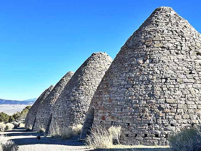 Monumental stone beehives standing sentinel in the Nevada desert&mdash;because subtlety was never mining country's strong suit.