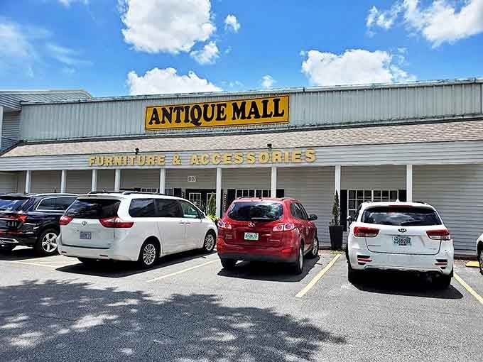 The unassuming exterior of Traditions Antique Mall in Wildwood hides a universe of treasures waiting to be discovered by the curious and nostalgic alike.