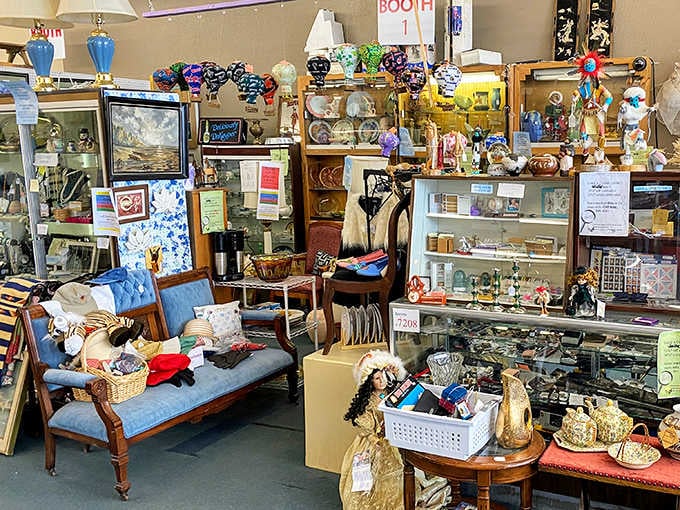 Every booth tells a story at Los Ranchos Antique Mall, where treasures from different eras coexist in delightful, organized chaos.