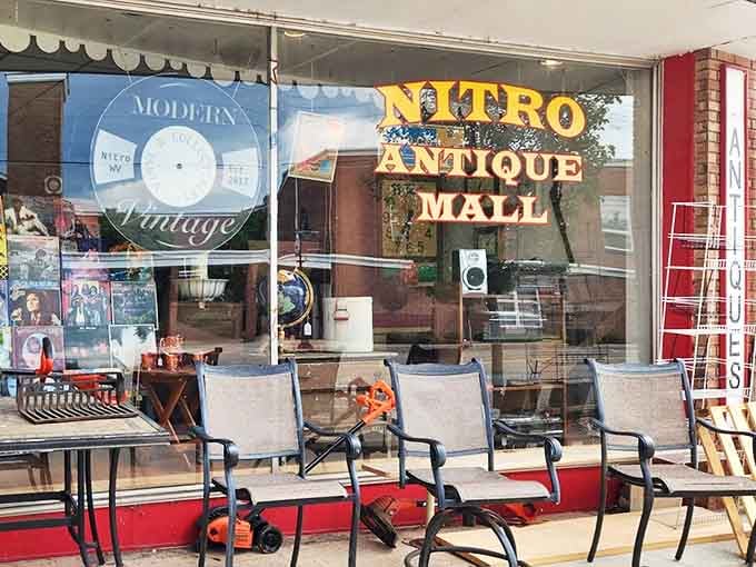 Outdoor seating that says "take a breather" &ndash; because treasure hunting is serious business that occasionally requires a moment to contemplate your next vintage acquisition.