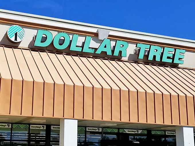 Under Carolina's blue skies, the Dollar Tree's emerald logo shines like a verdant promise of affordable retail therapy.