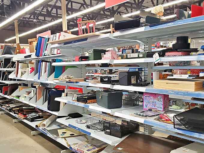 Rainbow racks of possibility! The clothing section at Savers is meticulously organized by size and color, turning secondhand shopping into a treasure hunt.