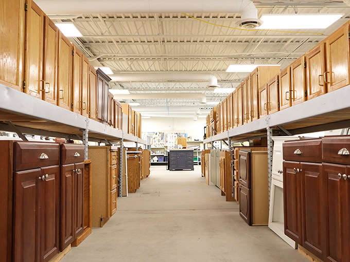 The unassuming brick exterior hides a wonderland of home furnishing treasures. Like finding a speakeasy, but instead of cocktails, you'll discover couches.