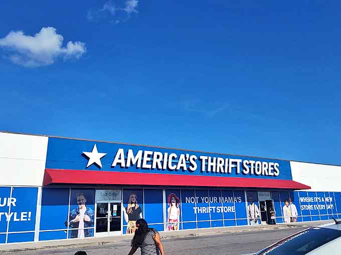 The patriotic blue facade with its bold star logo promises treasure hunting that's definitely "not your mama's thrift store." Chattanooga's bargain paradise awaits!