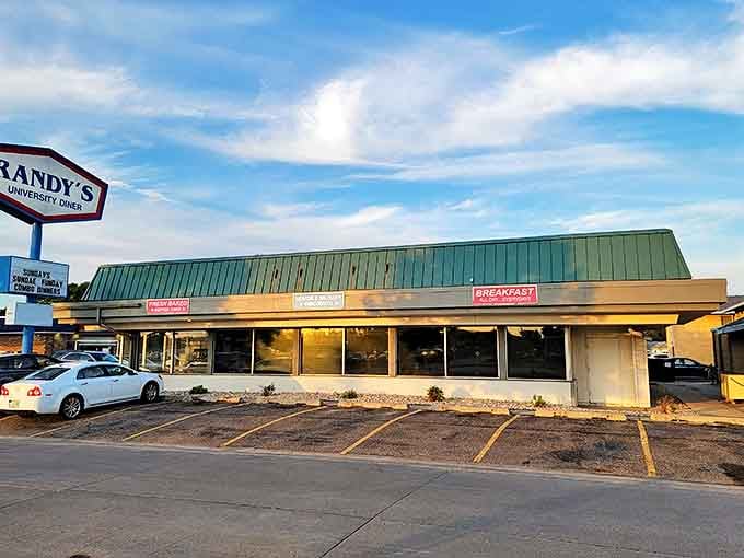 Randy's distinctive green roof and modest exterior hide culinary treasures within—like finding an oasis of comfort food in the North Dakota prairie.