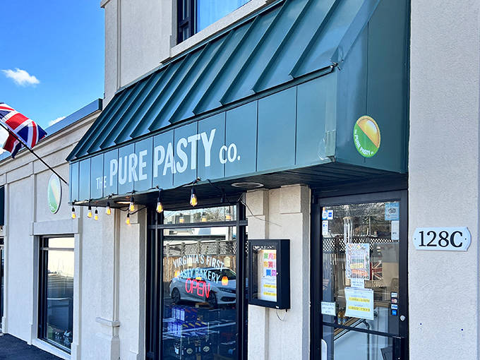 The distinctive green awning of Pure Pasty Co. stands out on Church Street like a British flag in a sea of stars and stripes.