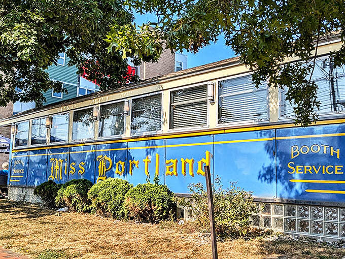Framed by nature's greenery, this historic Worcester Lunch Car stands as proudly today as when it first rolled into Portland decades ago.
