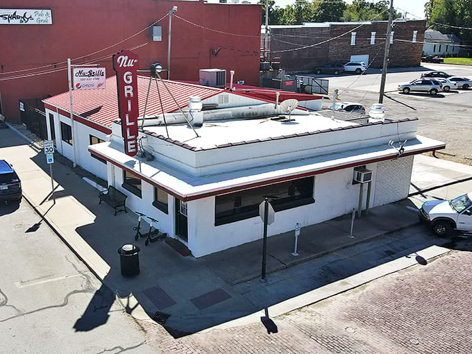 A bird's-eye view reveals Nu Grille's modest footprint&mdash;proof that culinary greatness doesn't require fancy square footage, just decades of cooking know-how.