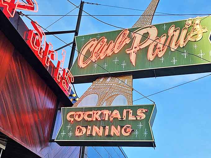 That iconic neon sign beckons like an old friend, promising cocktails, dining, and a night where calories don't count.