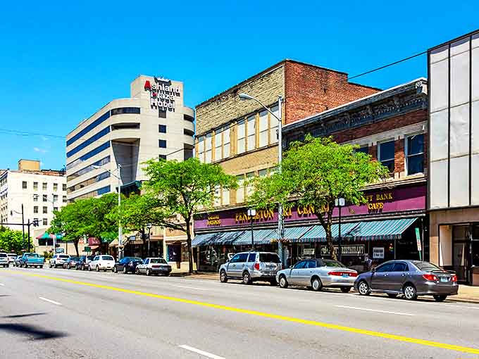 Sunlight bathes Winchester Avenue's historic facades, where local businesses have weathered economic tides with the same resilience as the brick that houses them.