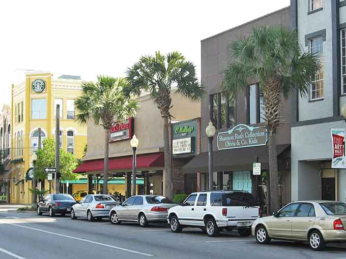 Colorful storefronts and palm trees line Ocala's inviting downtown district &ndash; where small-town charm meets big-city variety without the traffic headaches.