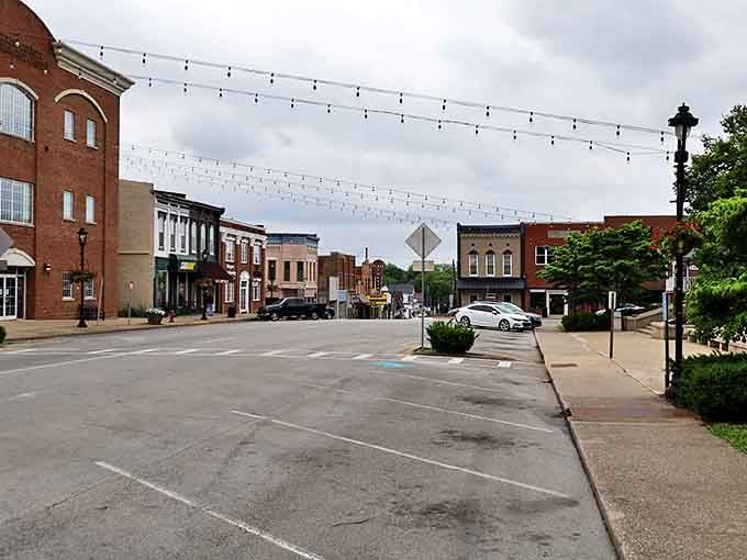 Downtown Glasgow's string lights hover expectantly over empty parking spaces, like a dance floor waiting for the evening's first couple to arrive.