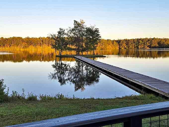 The wooden pier stretches toward forever, inviting you to walk its planks and leave your worries on the shore. Pure Mississippi serenity awaits.