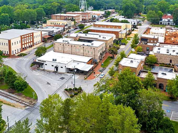 From above, Senoia reveals itself as a perfectly preserved slice of Americana, where historic architecture meets modern Southern living.