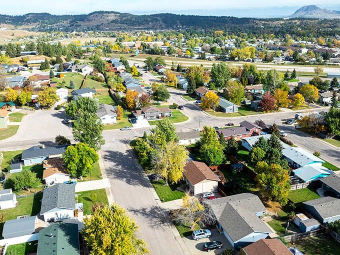 Sturgis from above looks like a perfect patchwork quilt of small-town America, with the majestic Black Hills providing a backdrop worthy of a Hollywood western.