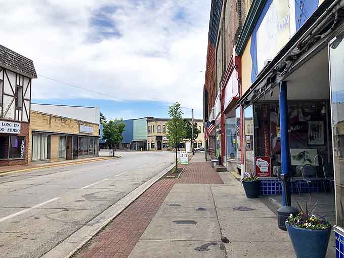Wide streets and historic storefronts give Marinette's downtown the breathing room modern urban planners have forgotten how to design.