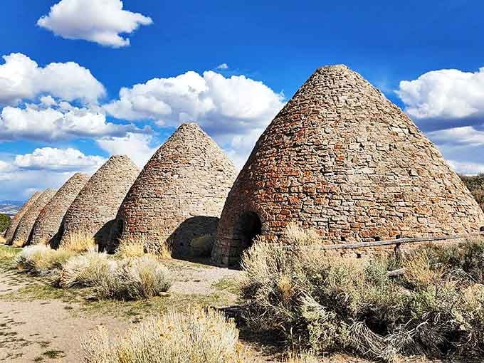 Monumental stone beehives standing sentinel in the Nevada desert&mdash;because subtlety was never mining country's strong suit.