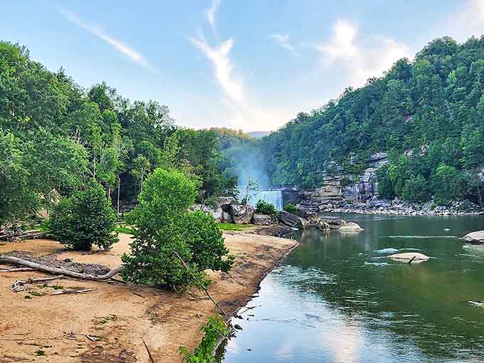 Nature's own masterpiece – Cumberland Falls cascades 68 feet across ancient sandstone, creating a misty spectacle that's earned its "Niagara of the South" nickname.
