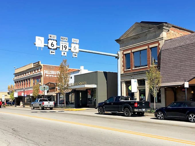 Downtown Nappanee welcomes you with historic brick buildings and small-town charm that feels like stepping into a Norman Rockwell painting come to life.