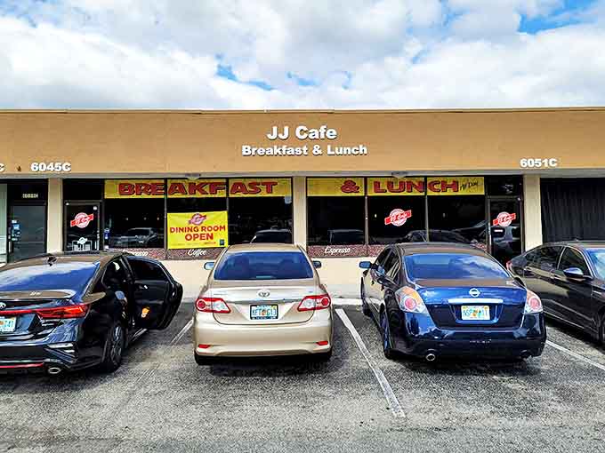 The unassuming yellow storefront of JJ Cafe might not scream "culinary destination," but locals know this Fort Lauderdale gem holds breakfast treasures within.