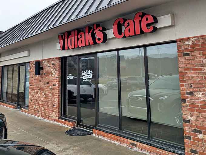 The unassuming brick exterior of Vidlak's Cafe proves once again that the best food experiences often hide behind the most modest facades.