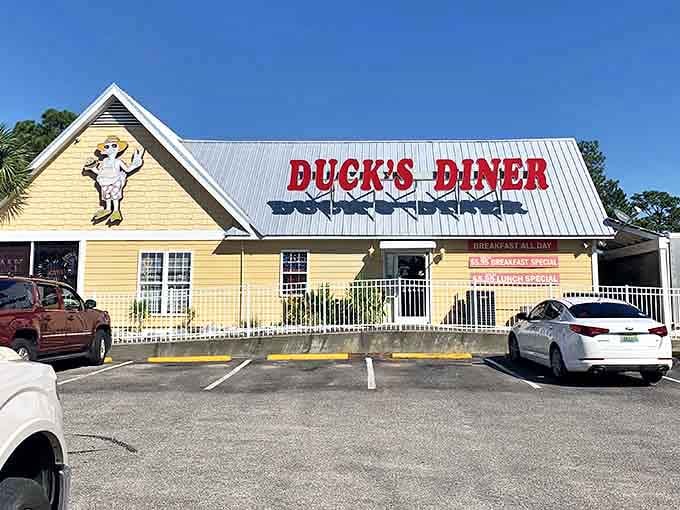 Morning pilgrims make their way to the promised land of perfect pancakes and endless coffee, where breakfast dreams are served sunny-side up daily.