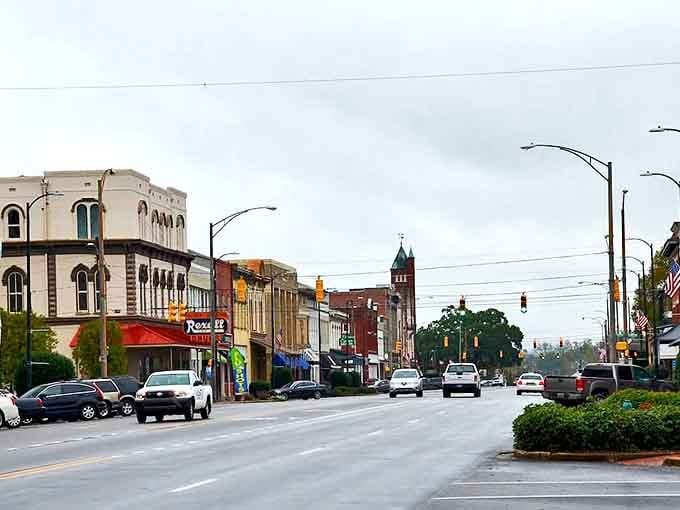 Selma's main thoroughfare stretches toward the horizon, where historic storefronts and church steeples create a skyline that whispers "slow down and stay awhile."