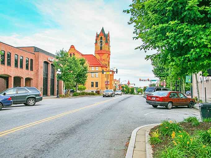 The iconic courthouse tower stands sentinel over downtown, a postcard-perfect reminder that small-town charm and architectural character don't require big-city prices.