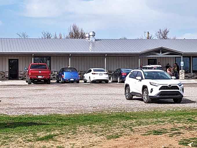 Even on a quiet day, Ann's Country Kitchen stands ready to serve, a beacon of home cooking amid the Oklahoma landscape.