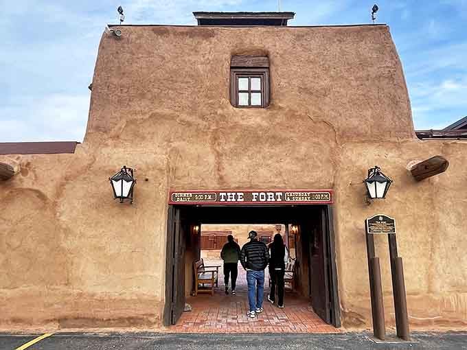 The adobe fortress beckons hungry travelers with its rustic charm&mdash;like stepping into a John Wayne movie where the happy ending is bison prime rib.