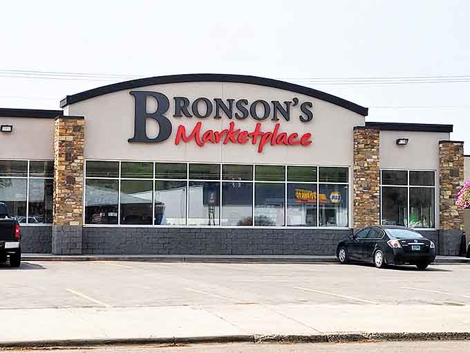 The updated Bronson's Marketplace facade blends modern convenience with small-town service, where groceries come with a side of conversation.