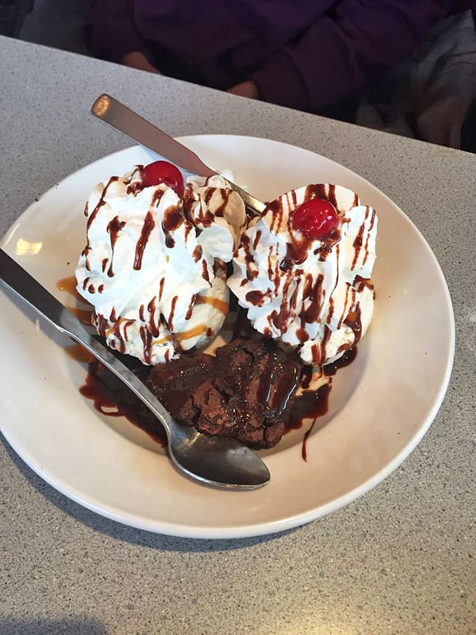 Brownie sundae architecture at its finest&mdash;warm chocolate foundation, vanilla ice cream towers, and that cherry on top that's actually worth eating.