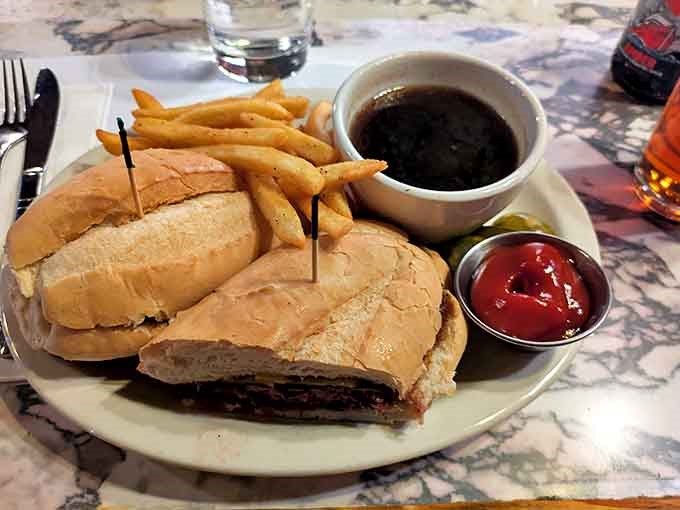 The French dip sandwich&mdash;where thinly sliced beef meets crusty bread in a relationship counseled by savory au jus.