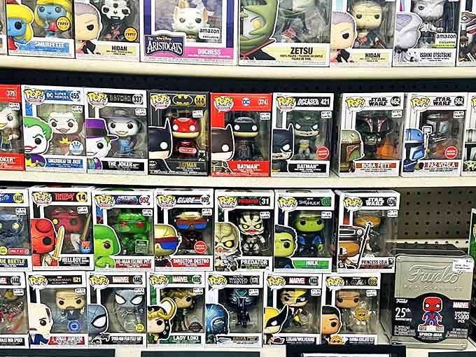 Pop culture preserved in plastic! These Funko figures stand at attention, waiting for collectors to rescue them from their boxed existence.