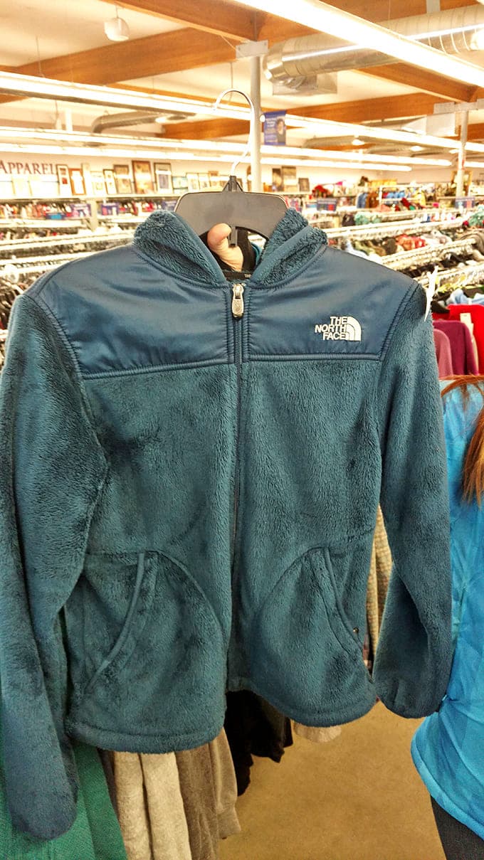 The holy grail of thrift finds: a North Face fleece in pristine condition. In Alaska, this isn't just clothing &ndash; it's practical currency.
