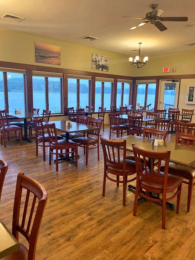 The lake view isn't just in the name&mdash;floor-to-ceiling windows bring nature's serenity right to your table.