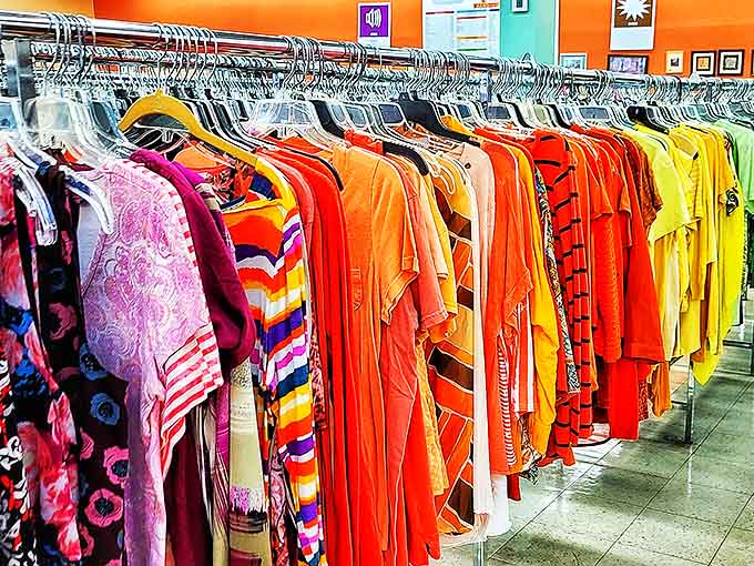 A rainbow of possibilities organized by color rather than size. That orange section could single-handedly brighten even the gloomiest Monday morning meeting.