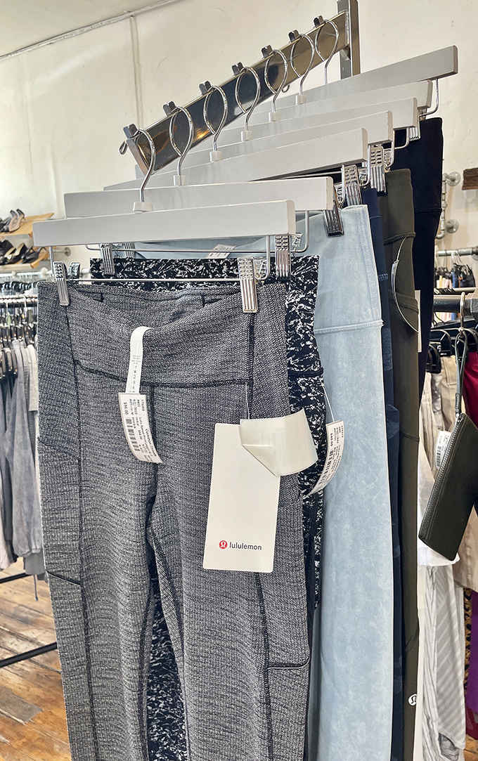 Not just leggings but Lululemon with tags still attached&mdash;the holy grail of consignment finds hanging patiently for someone who appreciates athletic wear without the athletic price.