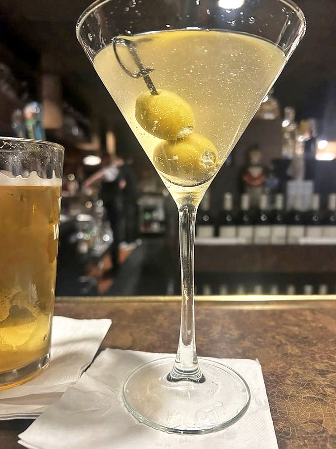 A properly chilled martini with olives&mdash;civilization's answer to barbarity, and proof that simplicity often trumps complexity.