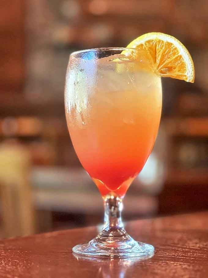 A sunset-colored cocktail that promises relaxation with every sip &ndash; like the North Georgia mountains distilled into liquid form.