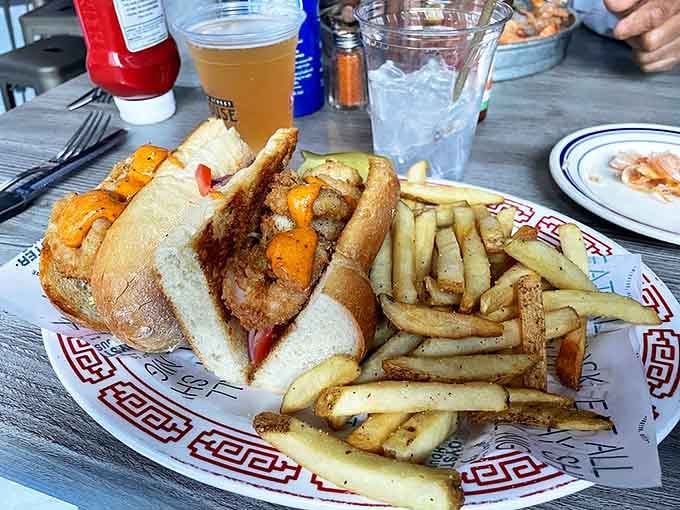 The shrimp po' boy that launched a thousand return visits&mdash;crispy, plump shrimp nestled in bread that knows its supporting role perfectly.