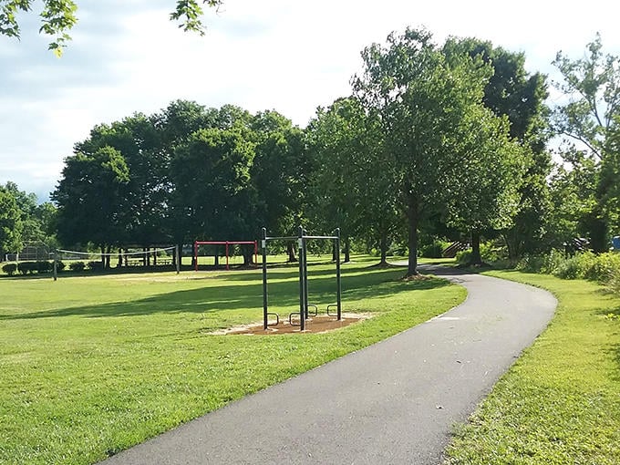 Yowell Meadow Park offers winding paths through green spaces where the only traffic is the occasional determined power-walker.