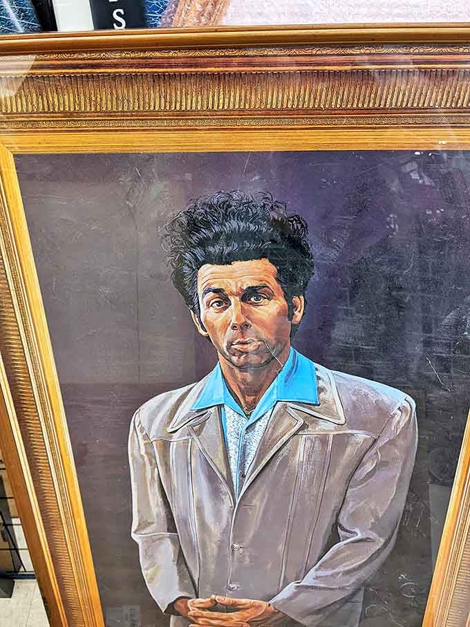 The Kramer portrait—proof that someone else's "what was I thinking?" purchase can become your conversation piece for the price of a fancy coffee.