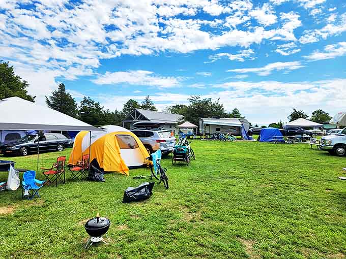 Camping Connecticut-style means waking up just steps from the Atlantic, where the morning coffee tastes better with a side of salty air.