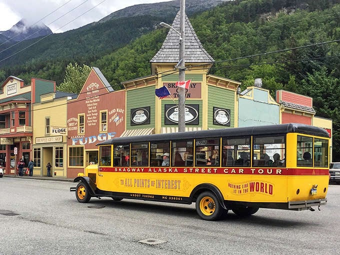 Forget boring tour buses &ndash; Skagway's vintage street car delivers history with a side of charm and a bright yellow paint job that screams "fun awaits!"