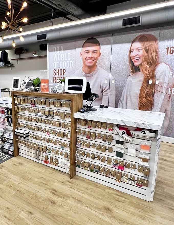 At the checkout counter, jewelry and accessories tempt you with one last treasure before you leave with your budget-friendly bounty.