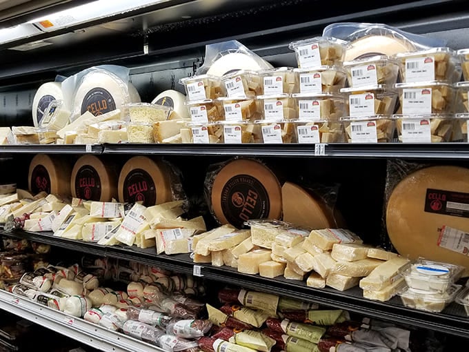A cheese selection that would make Wisconsin nervous. Those wheels contain more culture than a year of symphony tickets.